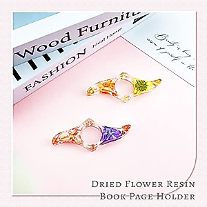 2 Pieces Dried Flower Resin Book Page Holder Transparent Thumb Ring Page Holder Handmade Personalized Flower Resin Holders Reading Bookmark Accessories for Reader Book Lovers