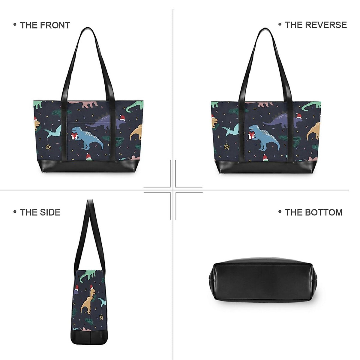 Christmas Dinosaur Gifts Laptop Tote Bag for Women Work Travel Bag Canvas Teacher Tote Bags Handbags Purse with Zipper