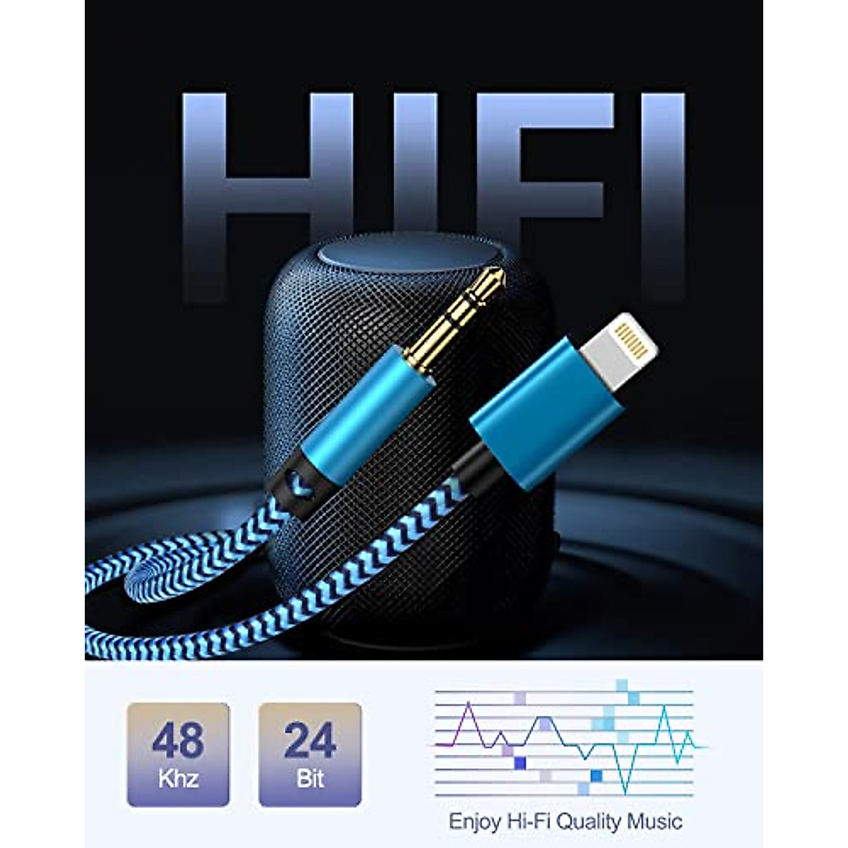 Aux Cord for iPhone, Lightning to 3.5mm Male Audio Cable Compatible with iPhone 14 Pro Max, 14 Plus, 13 Max, 12 Mini, X/XR, iPad, iPod, Mfi Apple Auxiliary Wire for Car, Speaker, Headphone -2Pcs/3ft