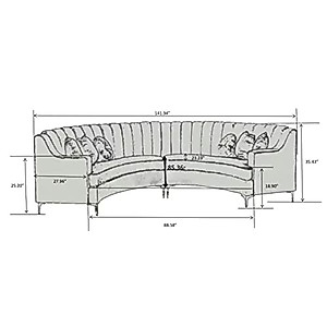 Legend Vansen Velvet Sofa for Living Room Oversized Round Shape Sectional, 142" L x 31" D x 36" H, Blue