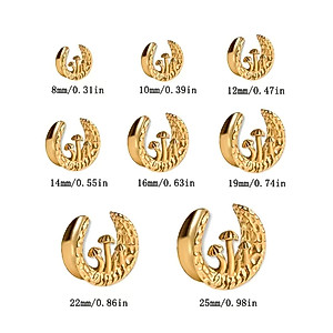 DOEARKO 2PCS Ear Gauges Cute Mushrooms Saddle Ear Plugs Tunnels 316 Stainless Steel Hypoallergenic Earrings Gauges for Ears Expander Body Piercing Jewelry (8mm(0G), Black)