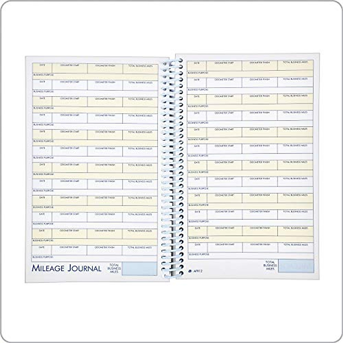 Adams ABFAFR12 Vehicle Mileage and Expense Journal, 5-1/4" x 8-1/2", Fits the Glove Box, Spiral Bound, 588 Mileage Entries, 6 Receipt Pockets,White