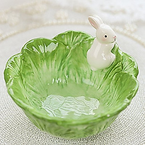 WAIT FLY Cute Cartoon Cabbage with Rabbit Shaped Ceramic Bowls Rice Bowls/ Salad Bowls/ Soup Bowls/ Saucer