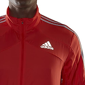 adidas Men's Marathon Jacket 3-Stripes, Solar Red/White, Small