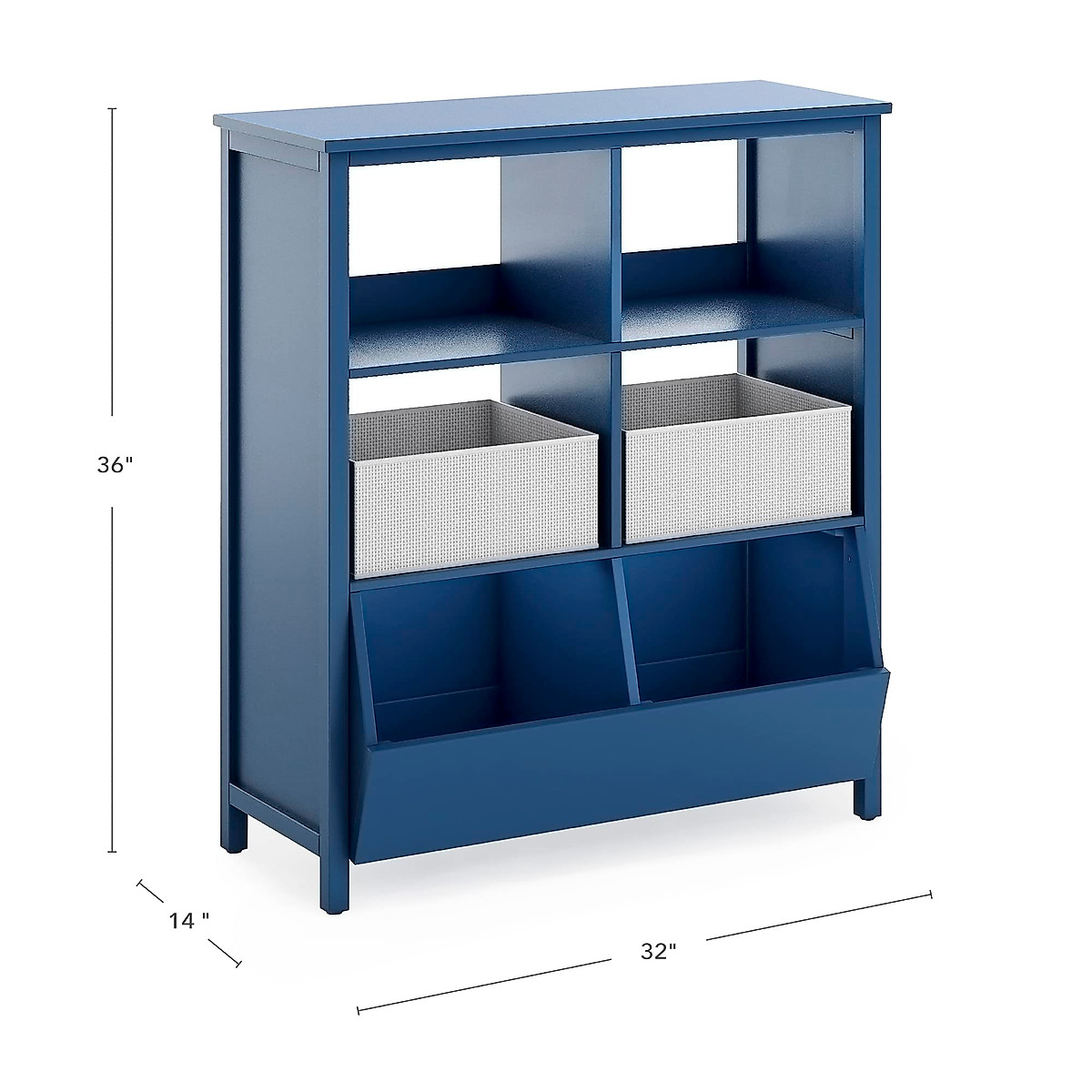 Martha Stewart Kids' Jr. Toy Storage Organizer with Bins - Navy: Wooden Multi-Purpose Bookcases and Toy Storage Organizer; Homeschool and Classroom Furniture