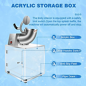 Commercial Snow Cone Machine Ice Shaver Macker 440lbs/hr, ETL Approved 300W Electric Ice Crusher Machine with Dual Blades, Shaved Ice Machine for Home, Restaurants, Bars