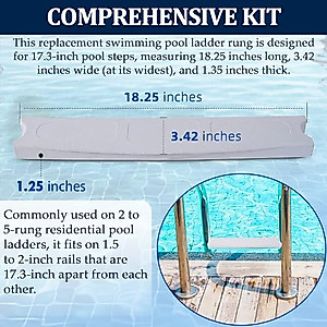 TonGass (3-Pack, White) Universal Fit for 17.3" Swimming Pool Ladder Replacement Steps for Inground Pools Plastic Ladder Steps for Above Ground Pool Ladder Replacement Steps for Pool Ladder