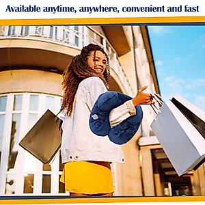 Self-Inflatable Travel Pillow with Eye Mask Earplugs Compact Bag, Inflatable Neck Pillow Support for Sleeping and Traveling, Airplane Pillow for Long Flight, Neck Cushion for Car Home Office Train