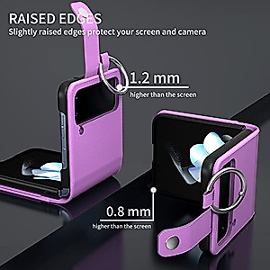 Warmson for Samsung Z Flip 4 Case,Samsung Z Flip 4 Wallet Case with Ring Card Slot Galaxy Z Flip 4 Case PU Leather RFID Blocking Protective Flip Folio Z flip 4 5G Case Purple for Women Girls Men