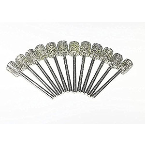 Luo ke 12 Pcs Diamond Burr, 1/8 Inch Shank Diamond Grinding Bits For Dremel Rotary Tool (Cylinder Head)
