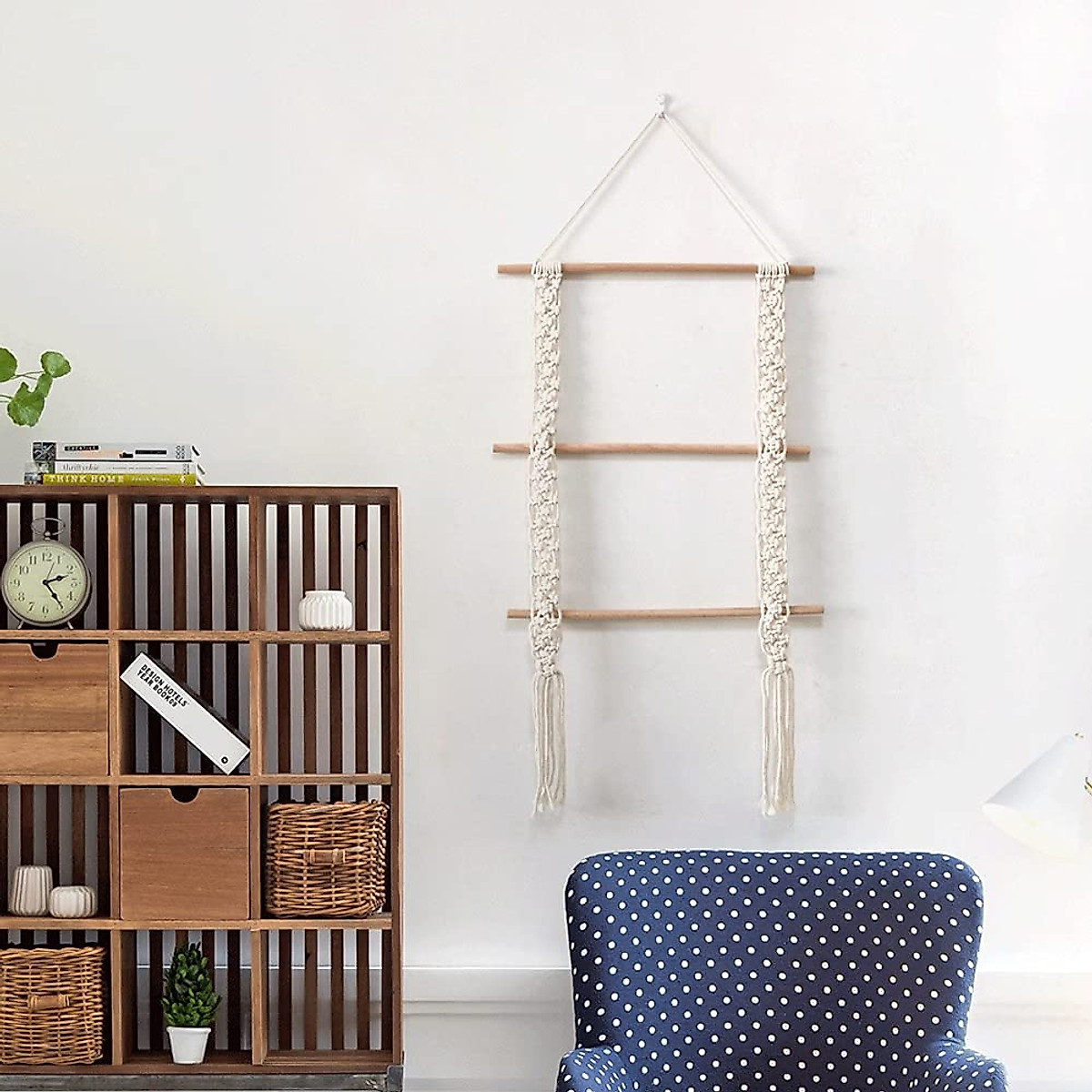 Ochine Macrame Wall Hanging Shelf Wall Towel Racks Boho 3 Tier Handmade Floating Shelves Toilet Paper Display Rack Farmhouse Towel Holder Plant Decor Shelf for Bathroom Kitchen Home Decor