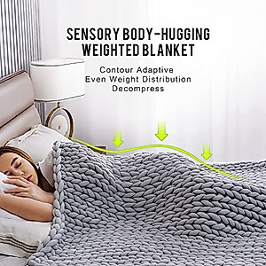 Uttermara Knit Weighted Blanket 15 Pounds 48x72 Inches, Weighted Blankets Knitted, Grey + Blanket Hoodie Women and Men with Giant Front Pocket Elastic Sleeve, Teal