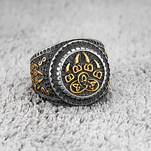 Gungneer Stainless Steel Celtic Knot Bear Paw Ring Viking Berserker Bear Spirit Ring Norse Pagan Protection Jewelry Men Women