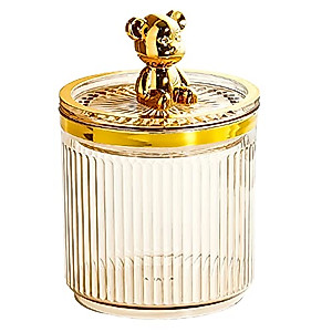 Worparsen Cotton Swab Storage Box, Transparent Smooth Edge with Lid, Dustproof Moisture-proof Store Cosmetics Desktop Organizer, Cotton Qtip Storage Box for Cotton Swabs Balls Makeup Pads Floss Orange