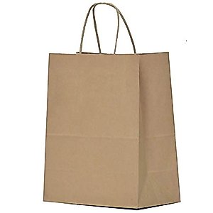 Qutuus Kraft Paper Gift Bags with Handles - 8x4.25x10 25 Pcs Brown Shopping Bags, Party Bags, Goody Bags, Cub, Favor Bags, Business Bags, Kraft Bags, Retail Bags