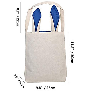 Easter Bunny Bags, Easter Bunny Baskets Rabbit Ears Design Jute Cloth Tote Bags for Kids Eggs Hunting, Candy and Gifts Carry Bucket at Easter Party (6 Pack)