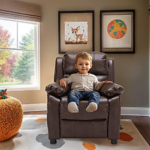 JC Home Macaron Kids Reclining Chair Leather Recliner Sofa Toddler Youth Children Child Ages 2-8