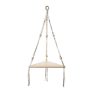 loensy Macrame Hanging Shelf Corner Rope Shelf Floating Shelf for Bookshelf Indoor