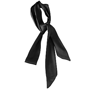 Lujuny Long Thin Chiffon Silk-like Scarf - Skinny Neck Tie Waist Belt for Women Girls, 78.0 inch (BLACK)
