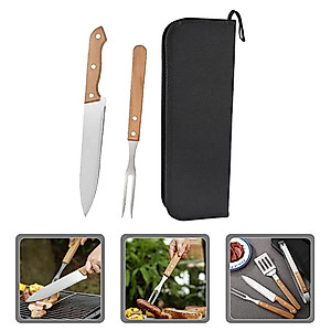 GANAZONO 1 Set Barbecue and Fork Tools BBQ Tools for Outdoor Grill Cooking Cutter Kitchen Essentials Cutter for BBQ Barbecue Grill Cutter Food Barbecue Stainless Steel Barbecue