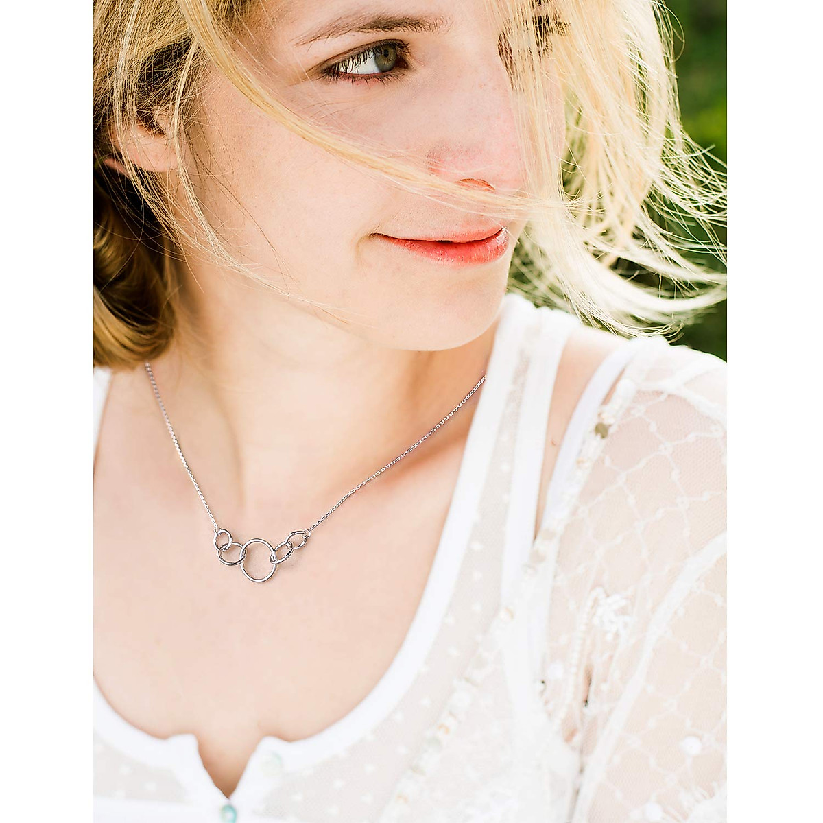 50th Birthday Gifts for Women - 925 Sterling Silver Infinity Five Circle Necklace for Her, 5 Decade Jewelry 50 Years Old, Mothers Day Jewelry (50th Birthday Gifts)