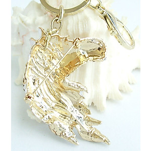 Sindary Austrian Crystal Art Style 2.76" Horse Keychain Pendant K6535 (Gold-Tone Clear)