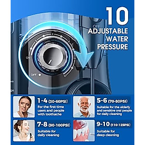 Electric Toothbrush with Water Flosser,600ML Oral Irrigator Water Flosser with 7 Jet Tips,10 Adjustable Water Pressure,Sonic Electric Toothbrush with 2 Brush Heads,5 Modes(Black)