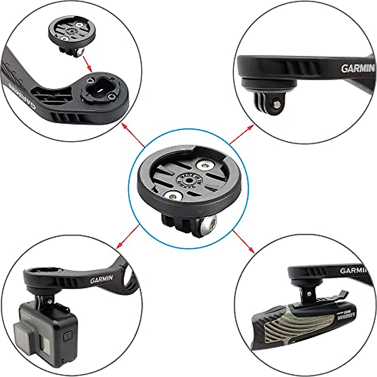Cestbon Out-Front Mount for Garmin Edge Compatible with Camera or Headlight Quick Release Combo Extended Adapter