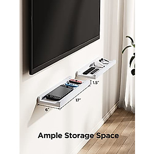 AMADA HOMEFURNISHING Floating Shelves, Wood Hanging Wall Shelves for Storage, Wall Mounted Shelves for Bathroom, Living Room, Kitchen, Bedroom, Office, Wall Shelf Set of 2, AMFS25W