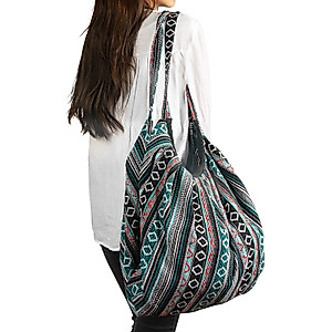 Large Tote Shoulder Bag for Women Casual Comfortable Market Groceries School Books Everyday Purse Travel (Geometric Blue)