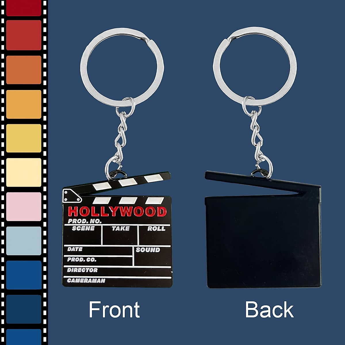 Sunwel Fashion 2 Pack Hollywood Keyring Film Cut Action Scene Board Clapboard for Women Men