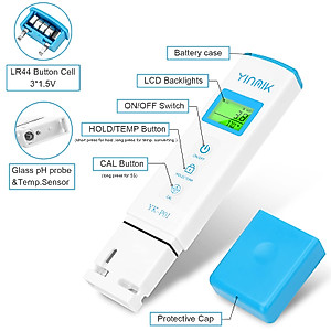 YINMIK Digital pH Meter TDS Meter pH Calibration Powder Combo