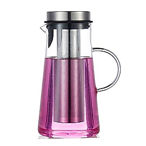 Karafu 60 Oz Thicker Glass Pitcher with Stainless Steel Fruit Infuser, High Heat Resistance Glass Jug for Hot/Cold Water, Infused Fruit Tea and Juice Beverage