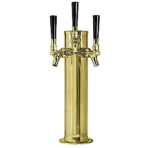 Bev Rite CT33B Draft Beer Dispensing Tower, 3 Faucet, Polished Brass