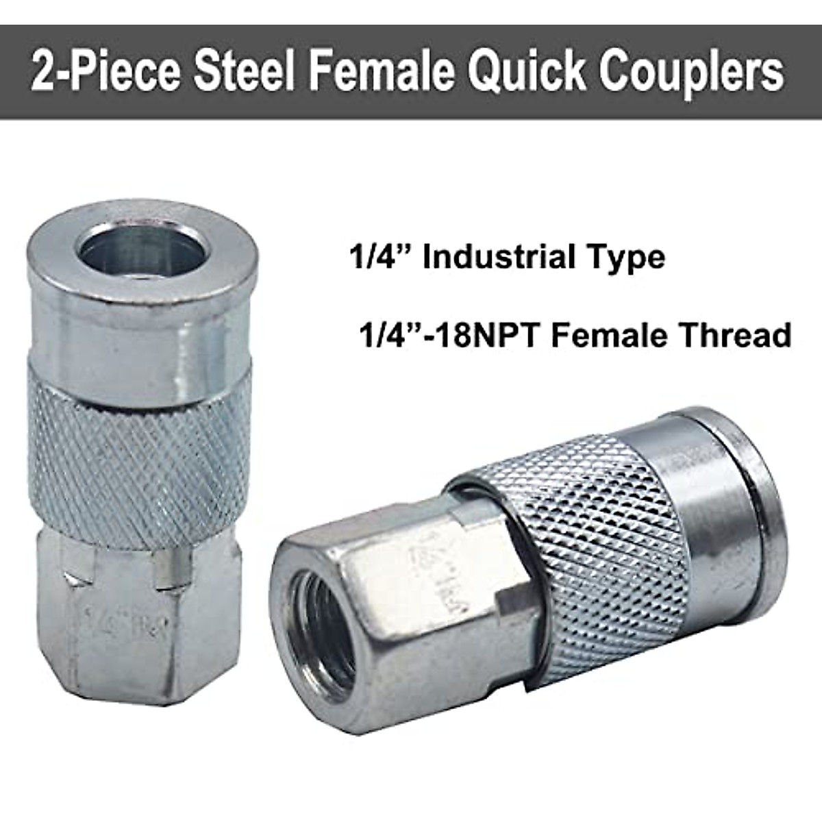 YOTOO 19 Pieces Air Hose Fittings, 1/4 NPT Industrial Air Coupler & Plug Kit