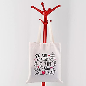 CMNIM She Designed A Life She Loved Inspirational Canvas Tote Bag for Women Birthday Christmas Thanksgiving Graduation Gift (She Designed A Life She Loved Tote)