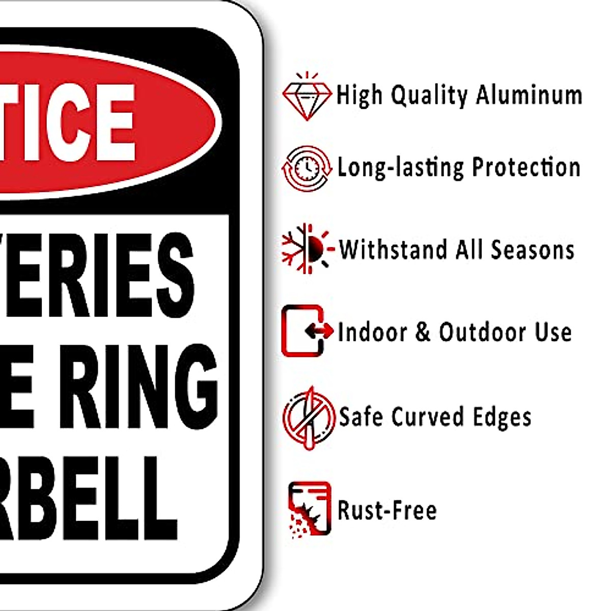 Notice Deliveries Please Ring Doorbell Delivery Sign for Delivery Driver -8.5"x10" Delivery Instructions for My Packages - Indoor Outdoor Aluminum Composite
