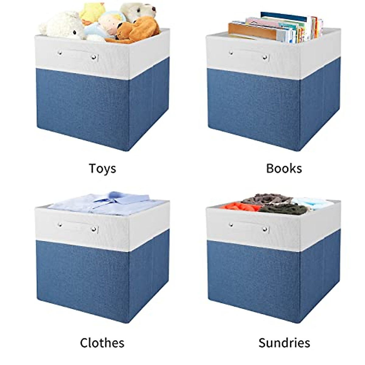 Awekris Storage Cubes, 13 Inch Foldable Storage Bins with Sturdy Handles, 3 Pack Fabric Clothes Organizer Storage Baskets for Home Office Closet, Clothes, Toys, Royal Blue