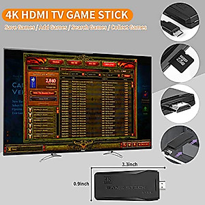 Wireless Retro Game Console, Plug & Play Video TV Game Stick with 20000+ Games Built-in, 9 Emulators, 4K HDMI Nostalgia Stick Game for TV, Dual 2.4G Wireless Controllers, 64G