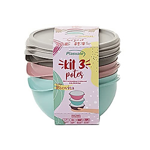 Plasvale - Set Biovita Colorful Plastic Bowls with Lids - 16.90 fl oz - 6 Pieces - Microwave, Freezer and Dishwasher Safe - BPA Free (Multicolor)