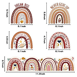 BeYumi 62Pcs Back to School Boho Rainbow Positive Sayings Cutouts Motivational Boho Rainbow Classroom Bulletin Borders Trim Decorations Set for School Home Wall Decor
