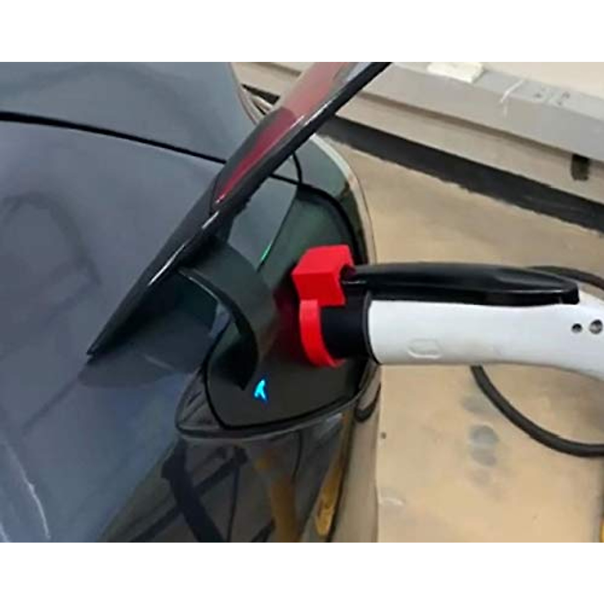 Tesla Model 3/Y Charger Lock for J1772 Adapter (Works with Non Flange Adapter, Not Work with Model S/X) (Red)[2PACK]