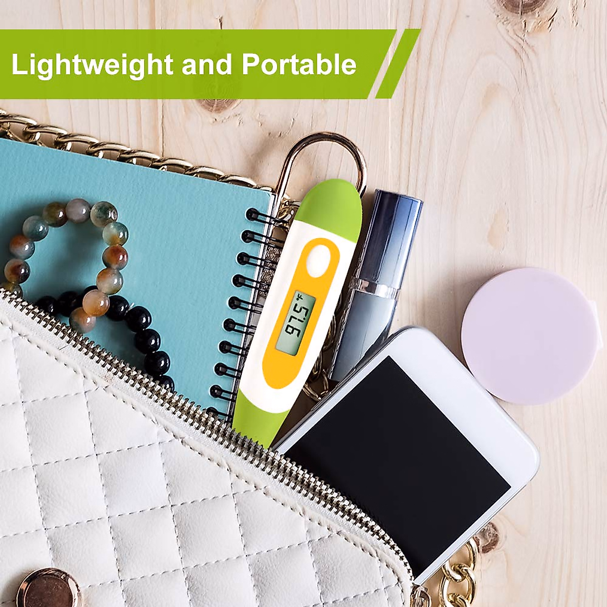 Digital Oral Thermometer for Adult and Kid, Easy@Home Accurate Fast Reading Body Temperature Thermometer for Oral and Underarm Measurement with Fever Alarm，EMT-021B-Green