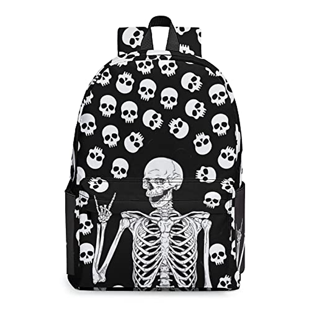 Skull School Backpack Lightweight Cute Kids Backpack Classic Daypack for Teen Boys Girls High School Student, 17 Inch