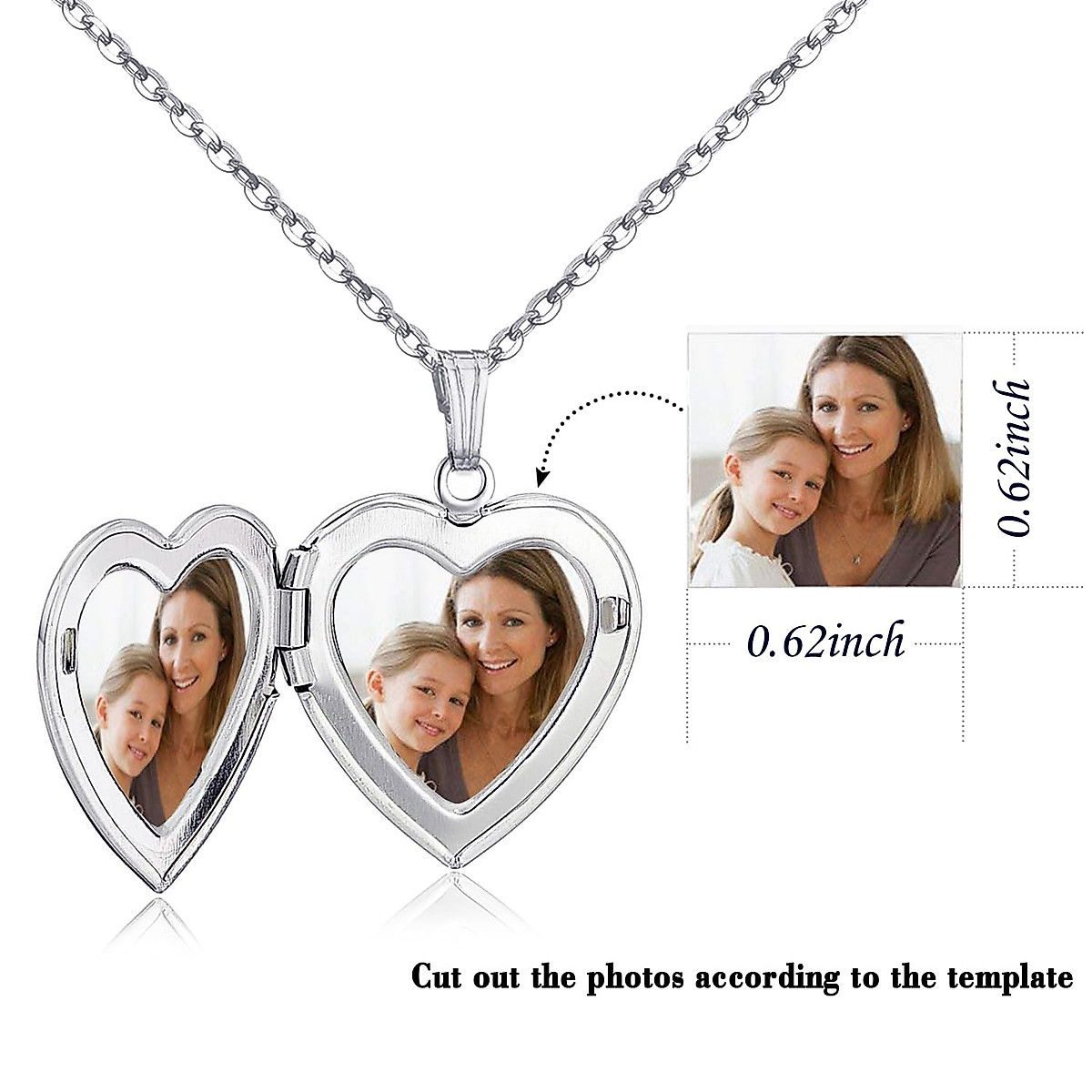 YOUFENG Love Heart Locket Necklace that Holds Pictures Polished Lockets Necklaces Birthday Gifts
