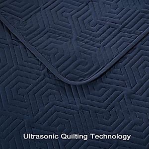 COZYART Navy Blue Quilt Set Queen Size