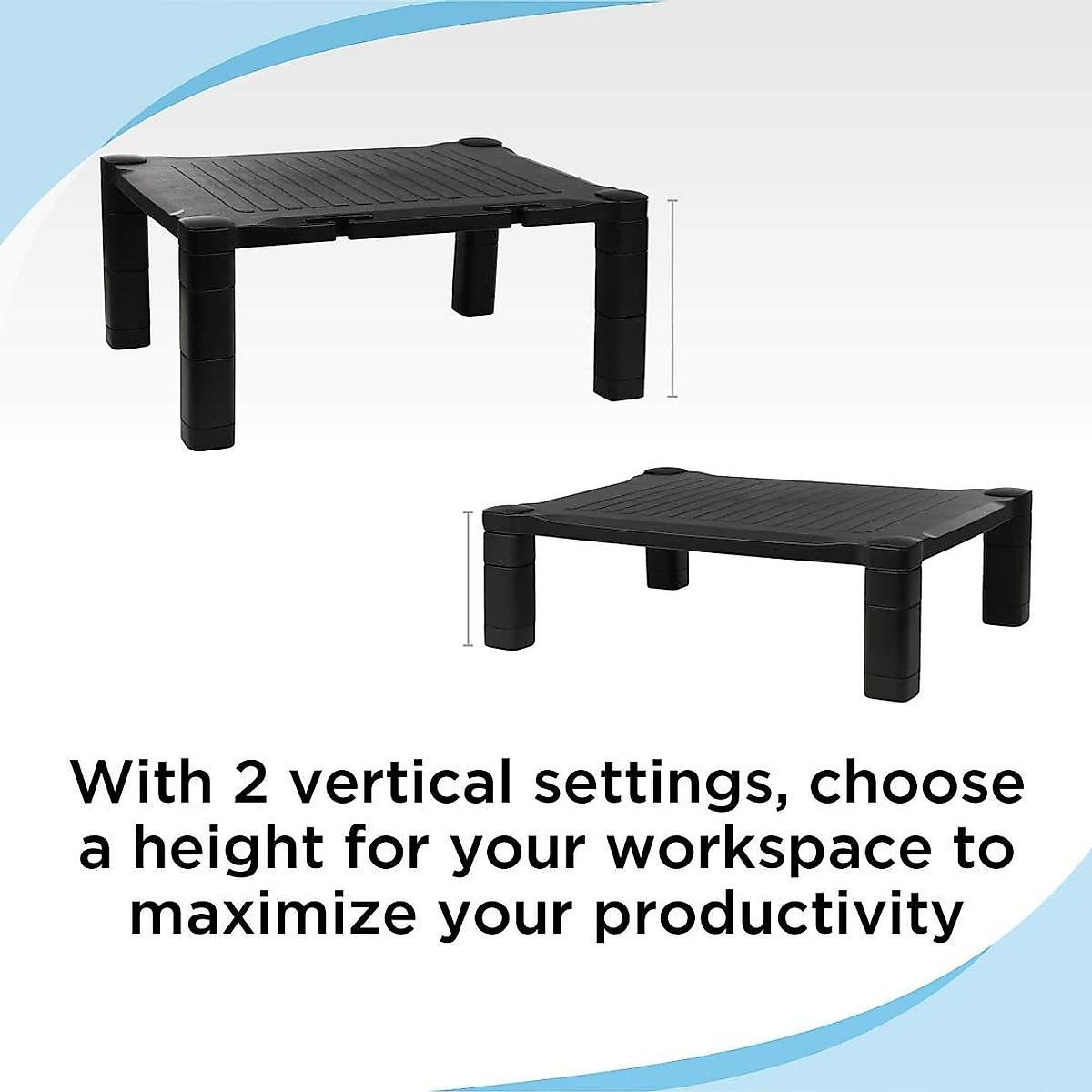Halter Ergonomic Design Desk Monitor Stand with Adjustable Feet, Black, 1 Pack