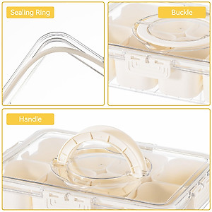 FIGWINET Snack Box Container, Rectangular, Compartmentalized Box with Flip Top Lid, Portable, Plastic, Reusable, Daily Use, Picnics, Parties, Kitchen Storage, Travel