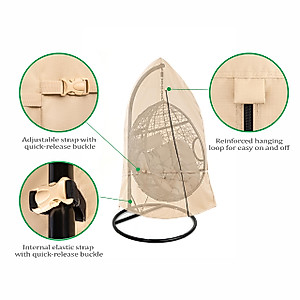 F&J Outdoors Patio Egg Chair Cover Rip-Stop Heavy Duty Waterproof Chair Covers, Beige, 45" Wx70 H