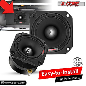 5 CORE Tweeters Speakers Car Audio Pair 600W Combined Peak 4 Ohm 3.5 Inch Aluminum Super Bullet Tuiters para Sonido para Carro - TW BLT 150 BLK Pair